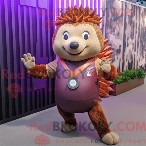 Rust Hedgehog Redbrokoly Mascot Costume Character Dressed With A Yoga
