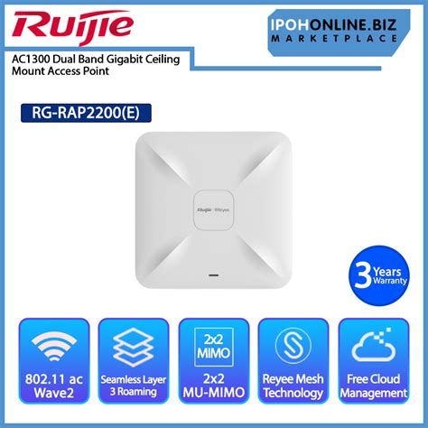 Ruijie Reyee Rg Rap2200 E Wi Fi 5 Ac1300 Dual Band Gigabit Ceiling Access Point Hospitality