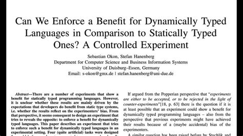 Static Vs Dynamic Typed Languages Experiment