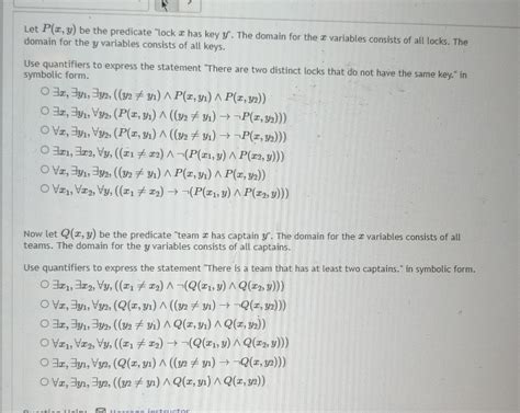 Solved Let Pxy ﻿be The Predicate Lock X ﻿has Key Y