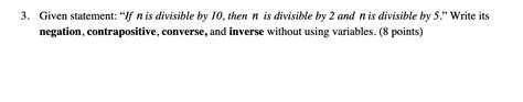 solved given statement if n is divisible by 10 then n is