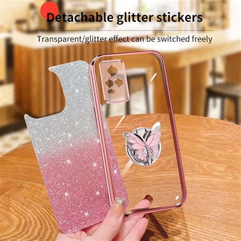 For Vivo V21e 4g Y73 4g 2021 Plated Gradient Glitter Butterfly Holder