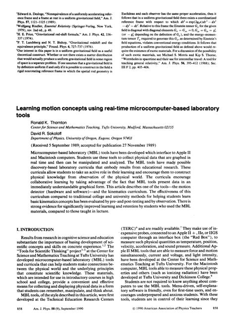 Pdf Learning Motion Concepts Using Real Time Microcomputer Based