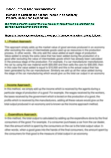 SOLUTION Macroeconomics National Income Calculation Methods Studypool