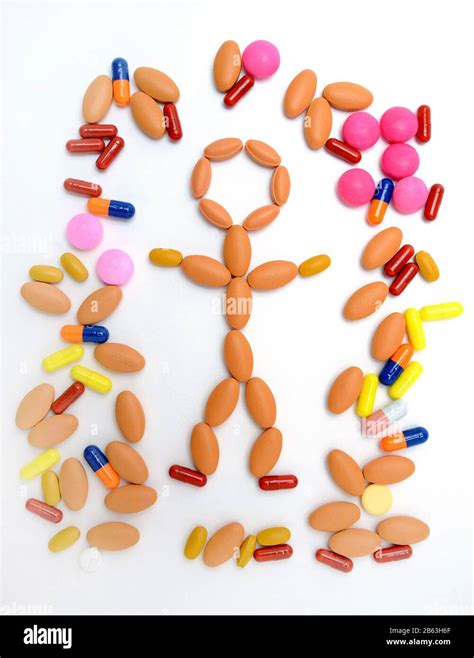Medicinal Tablets With Stick Man Figure Re Drugs Medicines Health