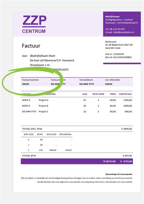 Voorbeeld Factuurnummer Op Factuur Factuurtips