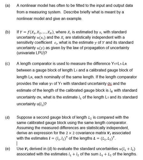 Solved A A Nonlinear Model Has Often To Be Fitted To The Chegg Com