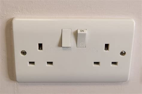 Power Sockets With Internet Cable On White Wall Electrical Supply Stock Image Image Of