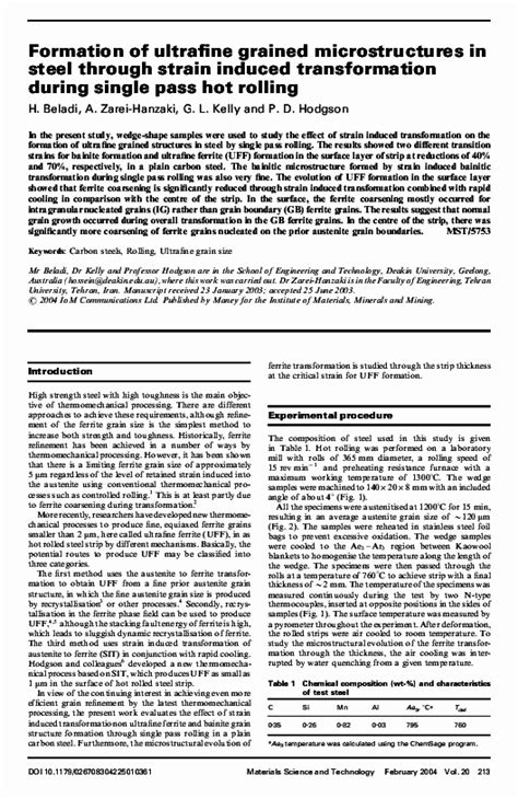 Pdf Formation Of Ultrafine Grained Microstructure In The Austenitic