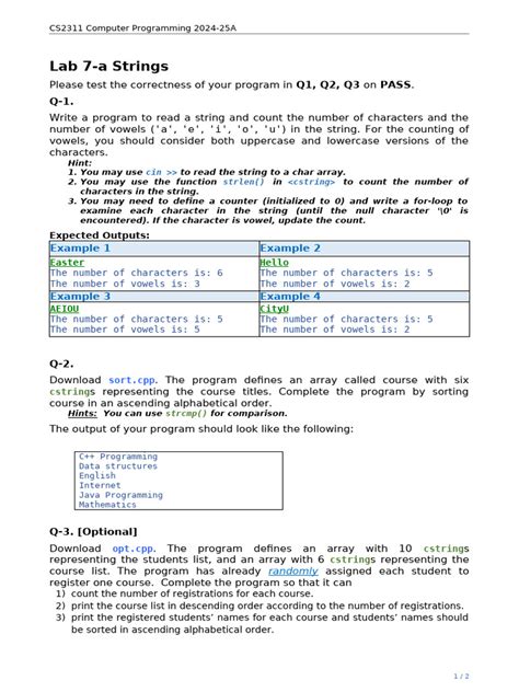 Lab07-a | PDF | String (Computer Science) | Computer Programming