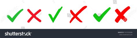 Set Check Mark Cross Vector Illustartion Stock Vector Royalty Free 1919703008 Shutterstock