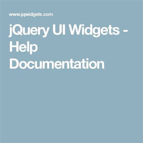 Jquery Ui Widgets Help Documentation
