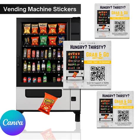 Editable Vending Machine Business Sticker Template Customize Name