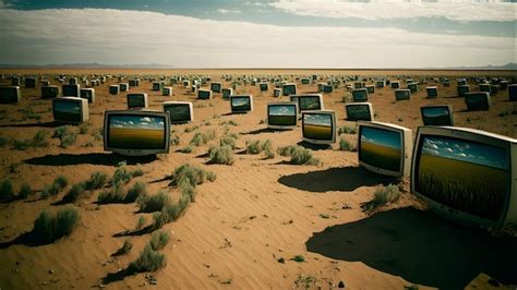 Premium Photo Desert Covered With Old Analog Tv Sets At Summer