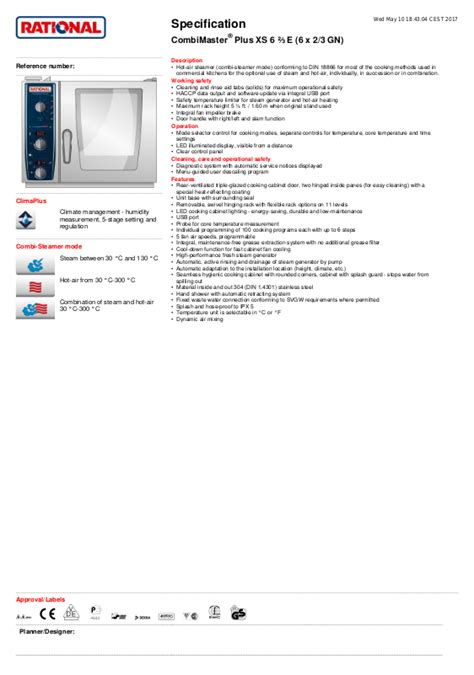 Rational Combimaster Plus Xs 6 2 3 Specification