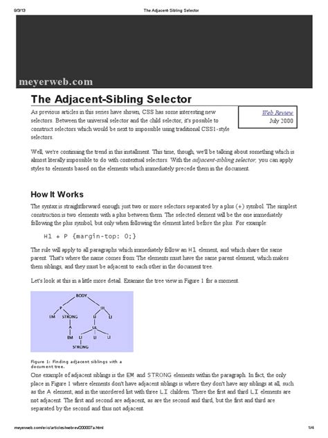 Css The Adjacent Sibling Selector Pdf Cascading Style Sheets Web