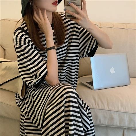 2color 단가라 버튼 롱 원피스 데일리 캐쥬얼 캐주얼 스트라이프 줄무늬 원피스