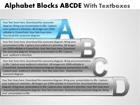 Business Powerpoint Templates Alphabet Blocks Abcd With Textboxes Sales