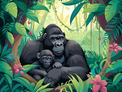 Karikaturgorilla Im Dschungel Ki Generiertes Bild