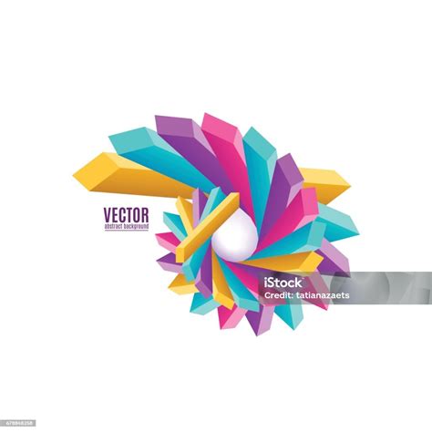 둥근 3 차원 형태로 여러 기하학적 인 사각형의 벡터 일러스트 레이 션 3차원 형태에 대한 스톡 벡터 아트 및 기타 이미지 3차원 형태 개념 건설 산업 Istock