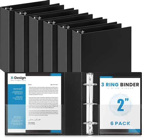 Henoyso 6 Pcs Plastic Mini 3 Ring Binder 2 Round Rings