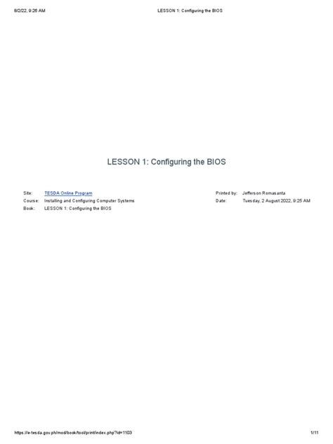 Lesson 1 Configuring The Bios Pdf Bios Booting