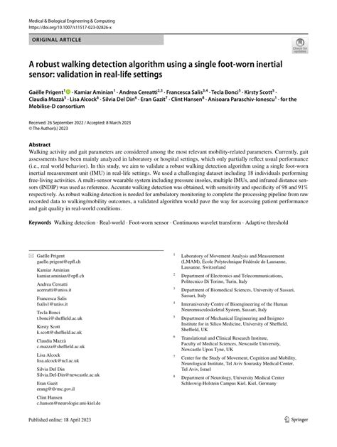 Pdf A Robust Walking Detection Algorithm Using A Single Foot Worn