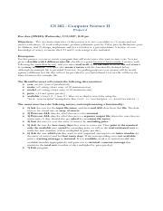 CS Project Pdf CS Computer Science II Project Due Date FIXED Wednesday