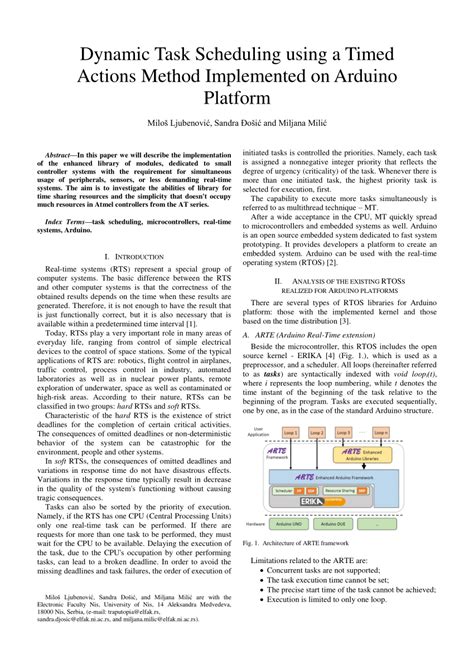 PDF Dynamic Task Scheduling Using A Timed Actions Method Implemented On Arduino Platform