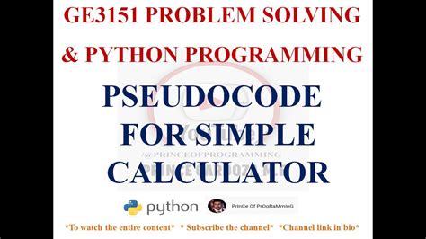 Pseudocode For Simple Calculator Ge3151 Problem Solving And Python