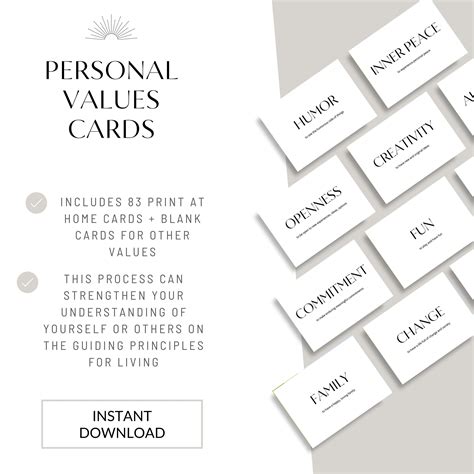 Core Values Cards Exercise Align On Values 80 Values Print At Home Etsy