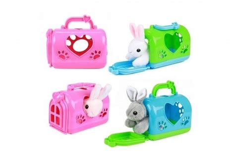 რბილი სათამაშო კურდღელი და ჩანთა გალია