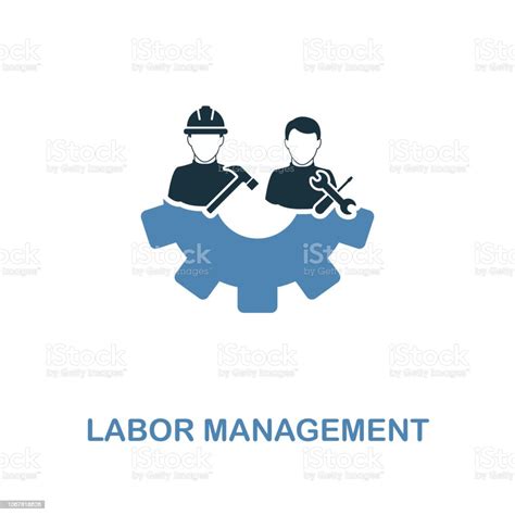 노동 관리 아이콘입니다 두 가지 색상 관리 아이콘 컬렉션에서 프리미엄 디자인입니다 픽셀 완벽 한 간단한 그림 노동 관리 아이콘입니다 Ux와 Ui 개념에 대한 스톡 벡터 아트