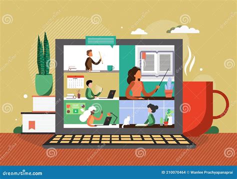 Online Class In Zoom Teleconference Virtual School Education Concept Vector Illustration Stock Online Class In Zoom Teleconference Virtual School Education Concept Vector Illustration Stock