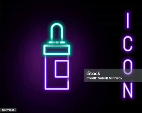 빛나는 네온 라인 수염과 콧수염 케어 오일 병 아이콘 검은 배경에 고립 파이펫이 있는 유리 병 다채로운 개요 개념 벡터 건강 진단에 대한 스톡 벡터 아트 및 기타 이미지