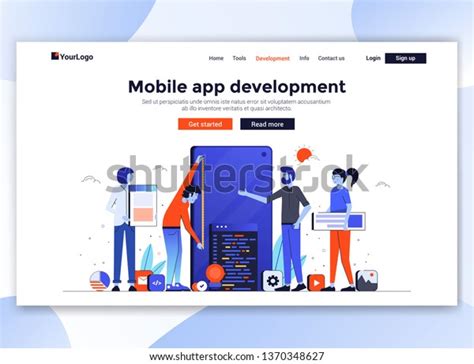Landing Page Template Mobile App Development Stock Vector Royalty Free 1370348627 Shutterstock