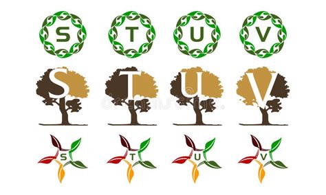 Leaf Tree Template Set Stock Vector Illustration Of Plant 113689850