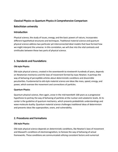 Solution Classical Physics Vs Quantum Physics A Comprehensive