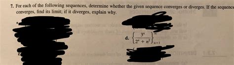 solved 7 for each of the following sequences determine