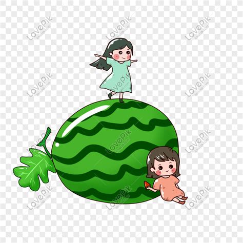 소녀 수박 놀고 Png 일러스트 무료 다운로드 Lovepik
