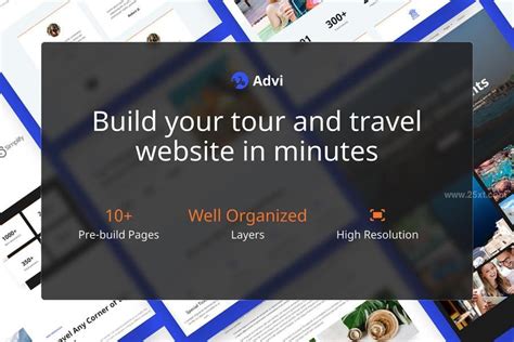 简约现代的旅行网站页面ui设计模板 25学堂