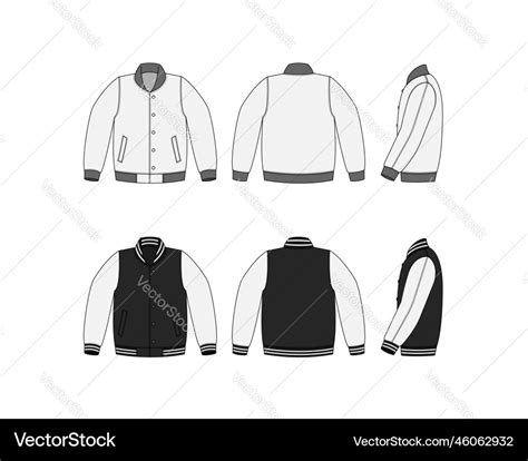 Varsity Jacket Baseball Jacket Template Set Vector Image