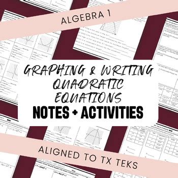 Algebra Graphing Writing Quadratic Equations Notes Practice