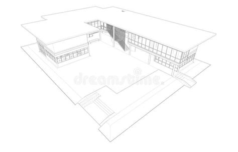 Illustration Of Building Design In Wireframe Stock Illustration Illustration Of Industry