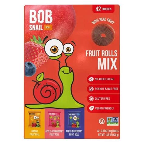Bob Snail Fruit Rolls Mango Apple Strawberry Apple Blueberry Vegan