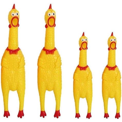 Joybuy 4 Pack Rubber Chicken Toys Yellow Squeaky Durable Chew Toys