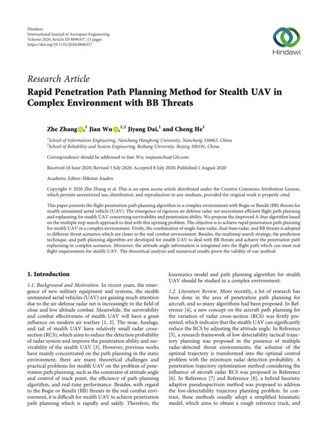 pdf rapid penetration path planning method for stealth uav in complex