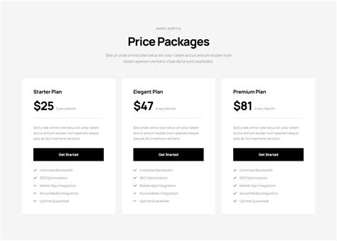 62 Elementor Pricing Table Sections