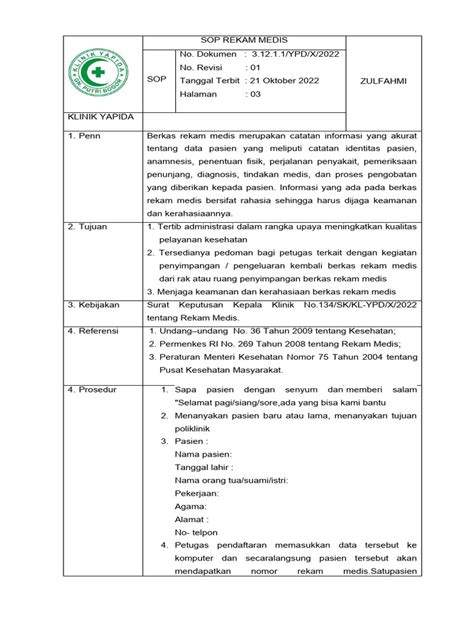 3 12 1 1 sop rekam medis pdf