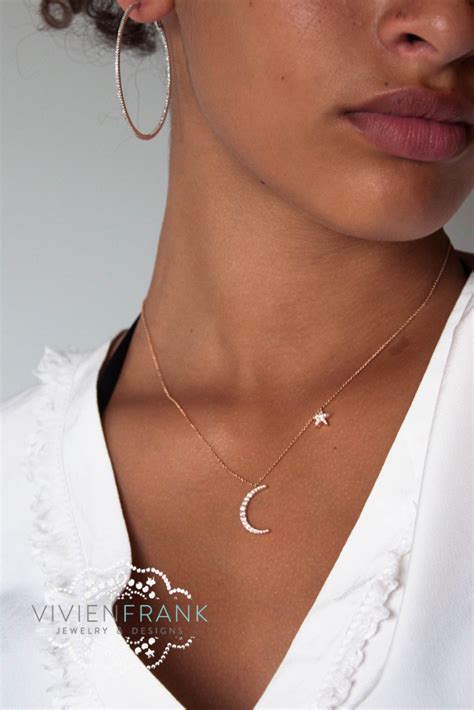 Moon And Star Diamond Necklace